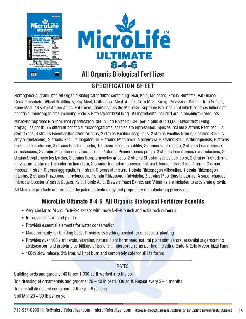 MicroLife Fertilizer - Ultimate 8-4-6 | 40 LB Bag – Healthy Soil Organics